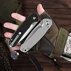 CJRB CUTLERY Pocket Knife Pyrite (J1925L) Button Lock EDC Large Foldable Knife AR-RPM9 Steel Blade and G10 Handle Black Outdoor for Women Men for Gifts