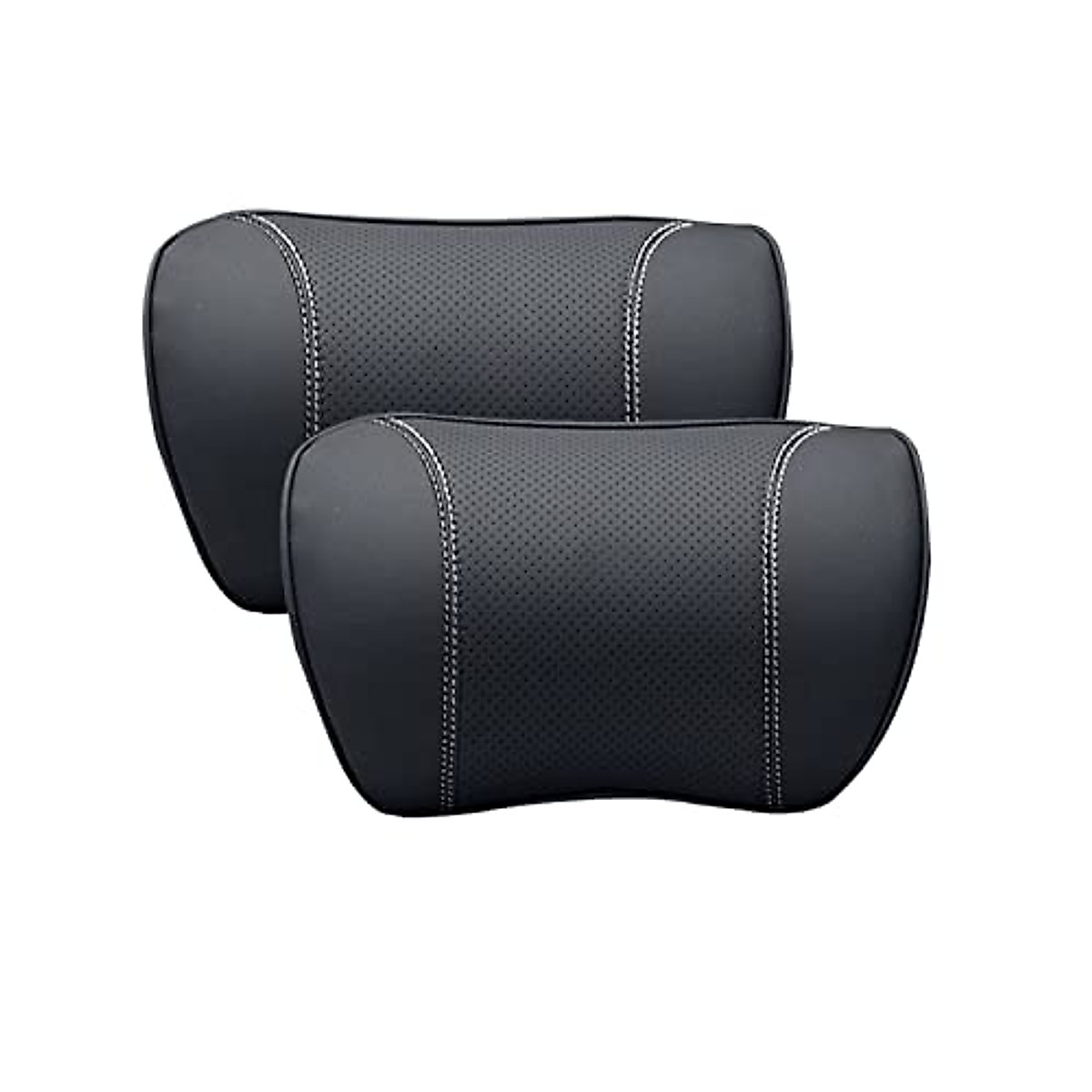 CXSDCQQ Memory Foam Neck Support Pillow Compatible with Tesla Model 3 X S Y Seat Lumbar Full Protect Cushion Headrest Waist Support Pad (Color : BK-Neck Pillow 2 Pcs)