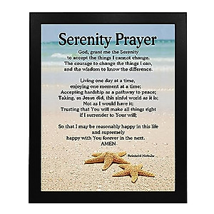 Serenity Prayer - Beach Christian Wall Decor, Starfish Scripture Inspirational Wall Art, Ideal Bible Inspired Wall Print For Living Room Decor, Office Decor, Church, or Beach House Unframed - 8x10
