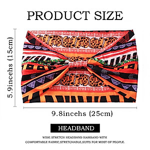 Aceorna African Headbands Boho Knotted Hairbands Stretch Wide Head Wraps Elastic Yoga Turban Hair Scarfs Workout Printed Hair Accessories for Women Pack of 4 (Style A)