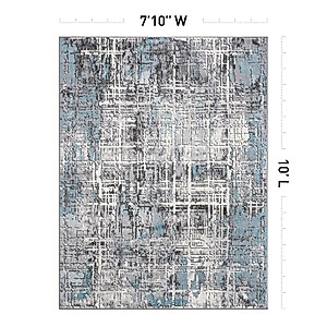 Rugshop Distressed Abstract Stain Resistant Soft Area Rug 7' 10" x 10' Blue