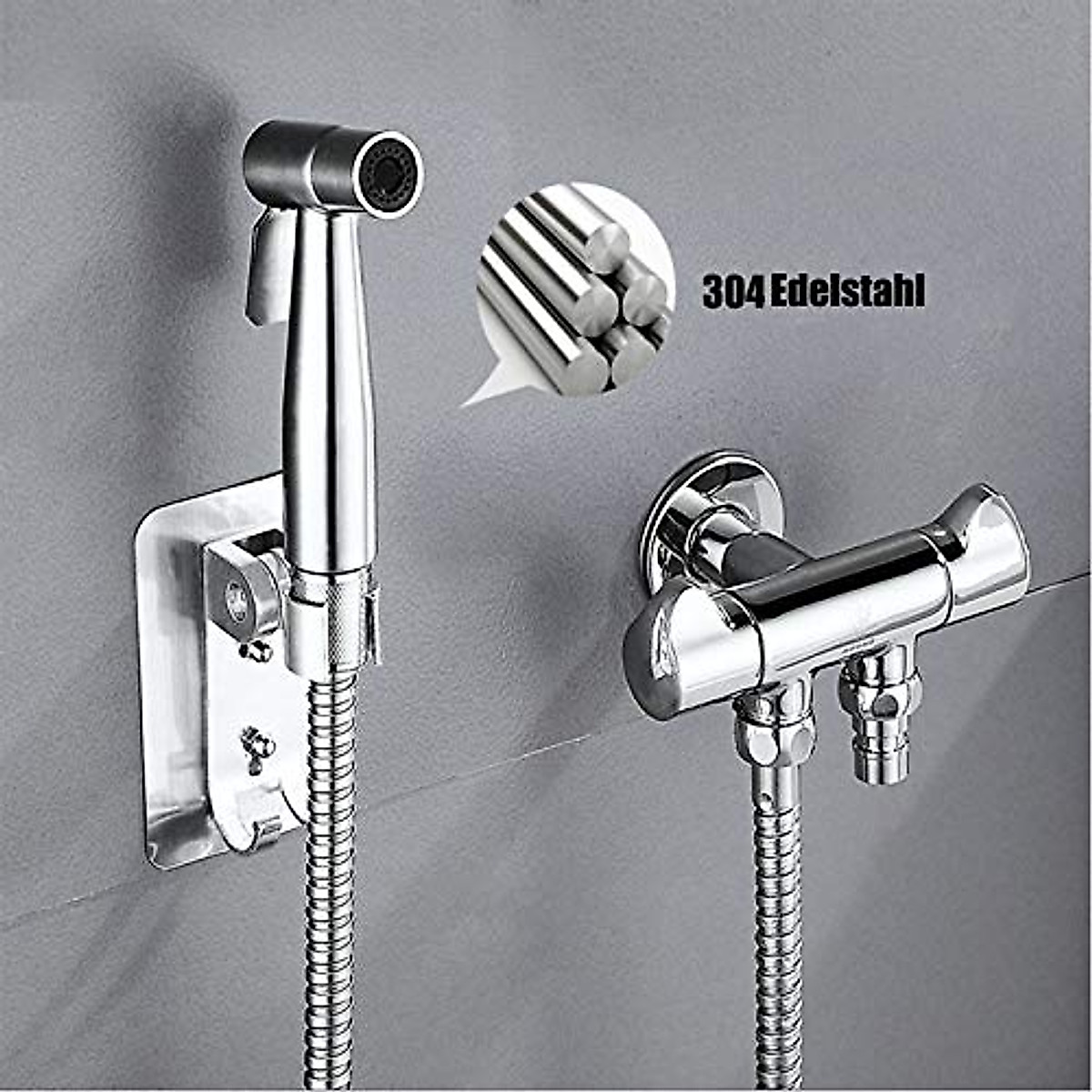 Handheld Bidet Sprayer Head Stainless Steel Bathroom Bidet Spray Toilet Faucet Sprayer for Shower Bathroom Douche Shattaf Hygiene Toilet Cloth Diaper Cleaning (Black)