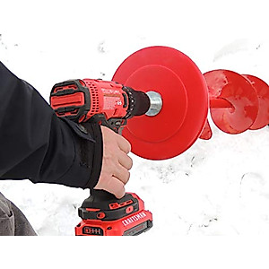 Ice Fishing Auger Stopper with Drill Bit Adapter (9"disc, fits up to 8" auger blades) for Cordless 20volt Lithium Battery Drills - Prevent Auger Blade from Slipping Beneath The Ice.