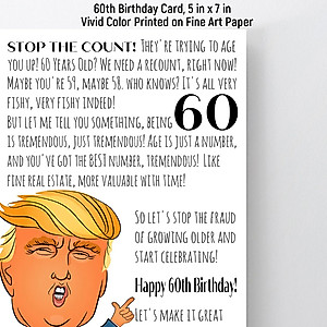 Funny 60th Birthday Card, 60 Birthday Card for Women Men, Birthday Card Decoration Gifts for Him or Her Turning 60 Years Old (5 x 7 Inch Birthday Card with Kraft Envelope)