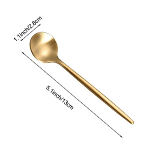 IMEEA Espresso Spoons Gold Demitasse Spoons Stainless Steel Coffee Spoons Mini Teaspoons 5.1-Inch, Set of 6