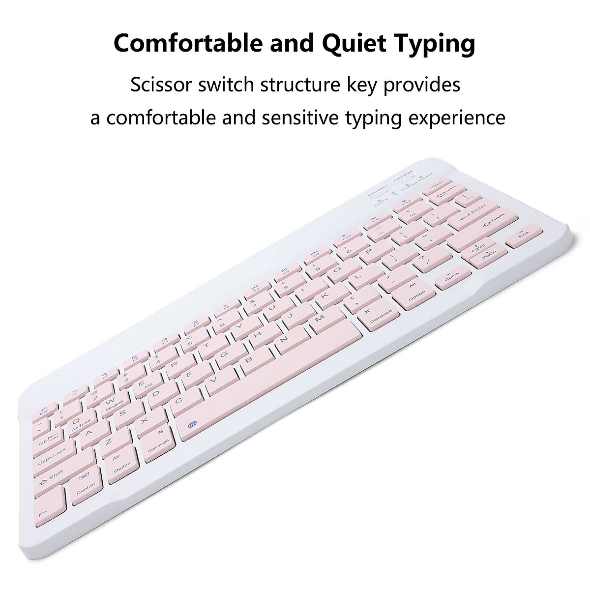 Rechargeable Bluetooth Keyboard and Mouse Combo Ultra-Slim Portable Compact Wireless Mouse Keyboard Set for Android Windows Tablet Cell Phone iPhone iPad Pro Air Mini, iPad OS/iOS 13 and Above (Pink)