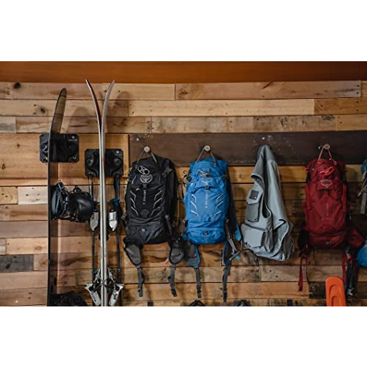 Gravity Grabber - The Ultimate Ski + Snowboard Wall Storage Rack | Save Your Rocker, Tips, and Tails | Damage-Free Ski/Snowboard Storage Rack | Fits any Ski or Snowboard | Ski/Board Wall Storage (Black, 2)