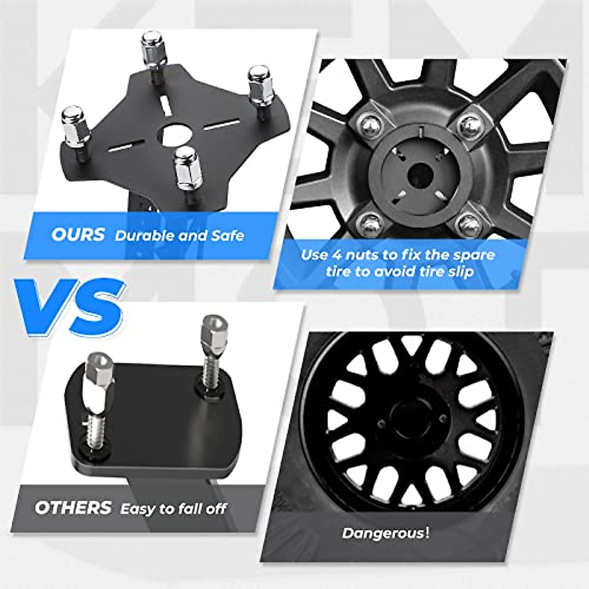 KEMIMOTO Spare Tire Mount UTV Spare Tire Carrier Compatible with Polaris Ranger 500 1000 XP General 1000 26-33 Inch Spare Tire Carrier Rack