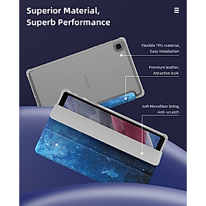 MoKo Case Fits Samsung Galaxy Tab A7 Lite 8.7 Inch SM-T225/T220/T227, Slim Lightweight Smart Case Trifold Stand Case with Soft TPU Translucent Frosted Back Shell for Galaxy Tab A7 Lite - Blue Sky Star