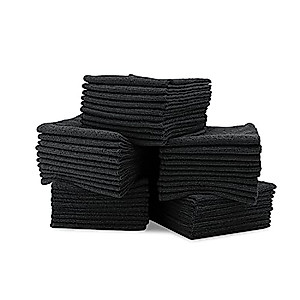 12" x 12" Microfiber Cleaning Cloths (50 Pack) - Reusable Towels, Wash Rags, Dust Cloth, All-Purpose: Kitchen, Dish, Cars, Shop, Glass (Black)