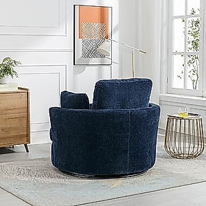 Oversized Swivel Accent Barrel Chair with Storage Bench Large Ottoman+4 Pillows,Comfy Upholstered 360 Recliner Sofa Club Chaise Leisure Round Loveseat Lounge Armchair for Living Room/Hotel/Nursery