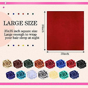 Haysandy 15 Pcs 35 Inches Square Silk Like Head Scarf 50s Large Satin Hair Scarf Bandana for Sleeping Solid Color Bandanas Hair Wrapping Neck Scarves for Women