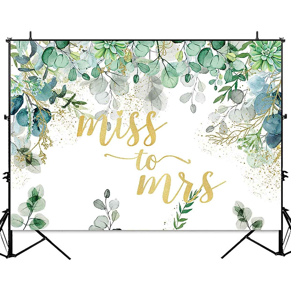 Sensfun Miss to Mrs Bridal Shower Backdrop Greenery Eucalyptus Leaves Floral Wedding Background Bride to Be Engagement Party Decorations Banner Photo Booth 7x5ft