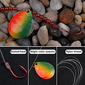 Walleye Harness Spinner Rig, 5 Packs Walleye Rig Fishing Making Kit Colorado Blades Mono Leader Hooks Clevises Beads (Mixed-10Packs)