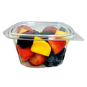 Koda Cup 16 oz. (Pint Size) RPET Clear Hinged Deli Meal Prep Fruit Salad Display Food Storage Containers (Pack of 200)