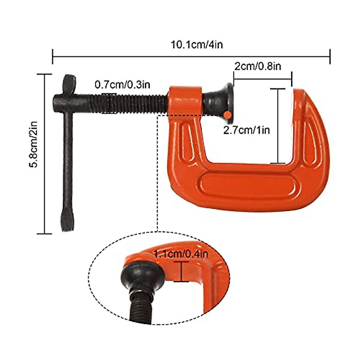 CYEAH 12-Pack 1 Inch Heavy Duty C Clamp, Small Malleable Iron C-Clamp G Clamp, Up To 1 Inch Jaw Opening, 1 Inch Throat Depth with T-Bar Handle for Woodworking, Welding, Building (Orange)