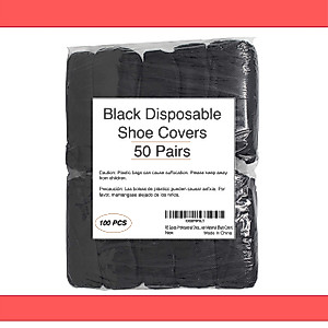 RE GOODS Shoe Covers - X Large Elastic Fit, Extra Thick, 100 Pack, Black Disposable Boot and Shoe Booties, Non Slip, Indoor Outdoor Use