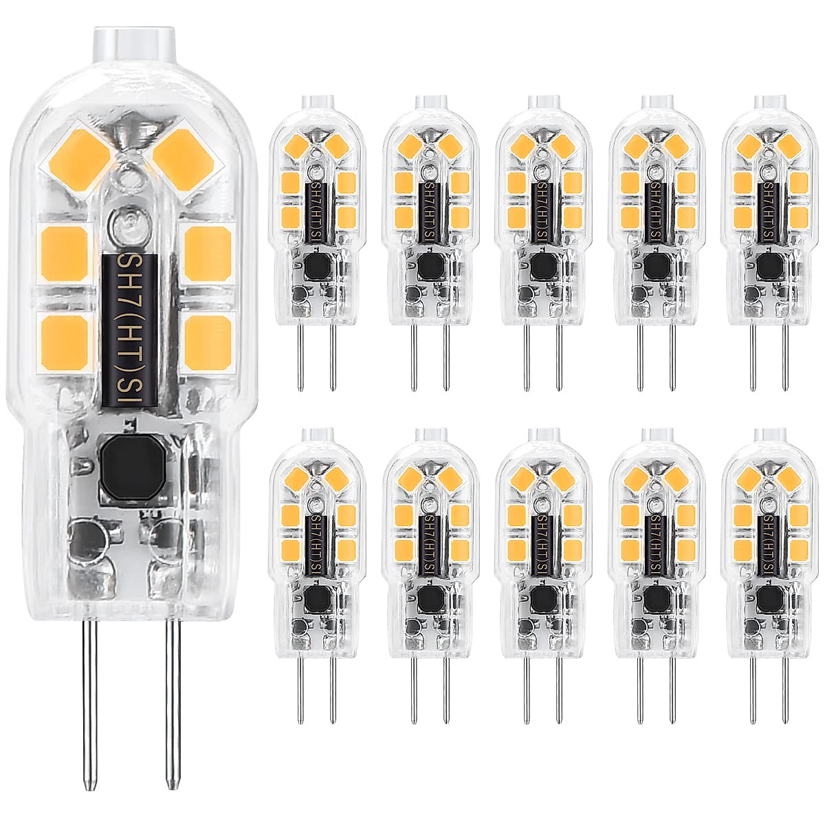 G4 LED Bulbs 12V 20W Halogen Bulb Replacement, HengBo G4 Bi Pin Base JC Type T3 Light Bulb Warm White 3000K for Under Cabinets Home Lights, Non-Dimmable, (Pack of 10)