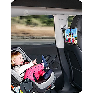 BASENOR 2025 Upgraded Tesla Model Y Model 3 Model S Model X LR/Plaid Tablet Holder Headrest Tablet Mount, 360° Adjustable Travel Rotation Tesla Car Headrest Stand Cradle Accessories