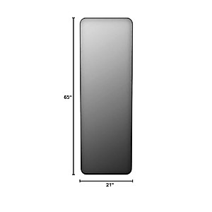 UPLAND OAKS Large Full Length Body Mirror for Floor & Wall in Bedroom - Metal Frame - Big & Tall Long Mirror for Leaning Size 65" x 21" (Black, Recessed)