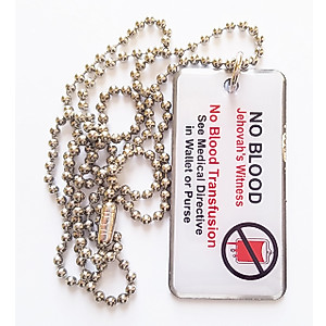 Atomic Market Jehovah's Witness No Blood Transfusion Epoxy Coated Necklace w/Chain