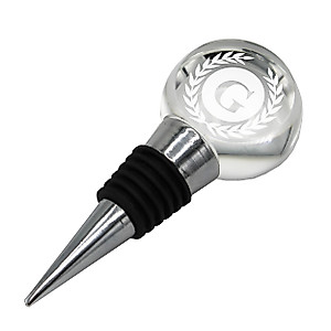 Custom Personalized Premium Crystal Glass Wine Bottle Stopper with Box - Engraved and Monogrammed
