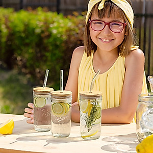 NETANY 12-Pack Reusable Glass Straws, Clear Glass Drinking Straw, 10''x10 MM, Set of 6 Straight and 6 Bent with 4 Cleaning Brushes - Perfect for Smoothies, Milkshakes, Tea, Juice - Dishwasher Safe