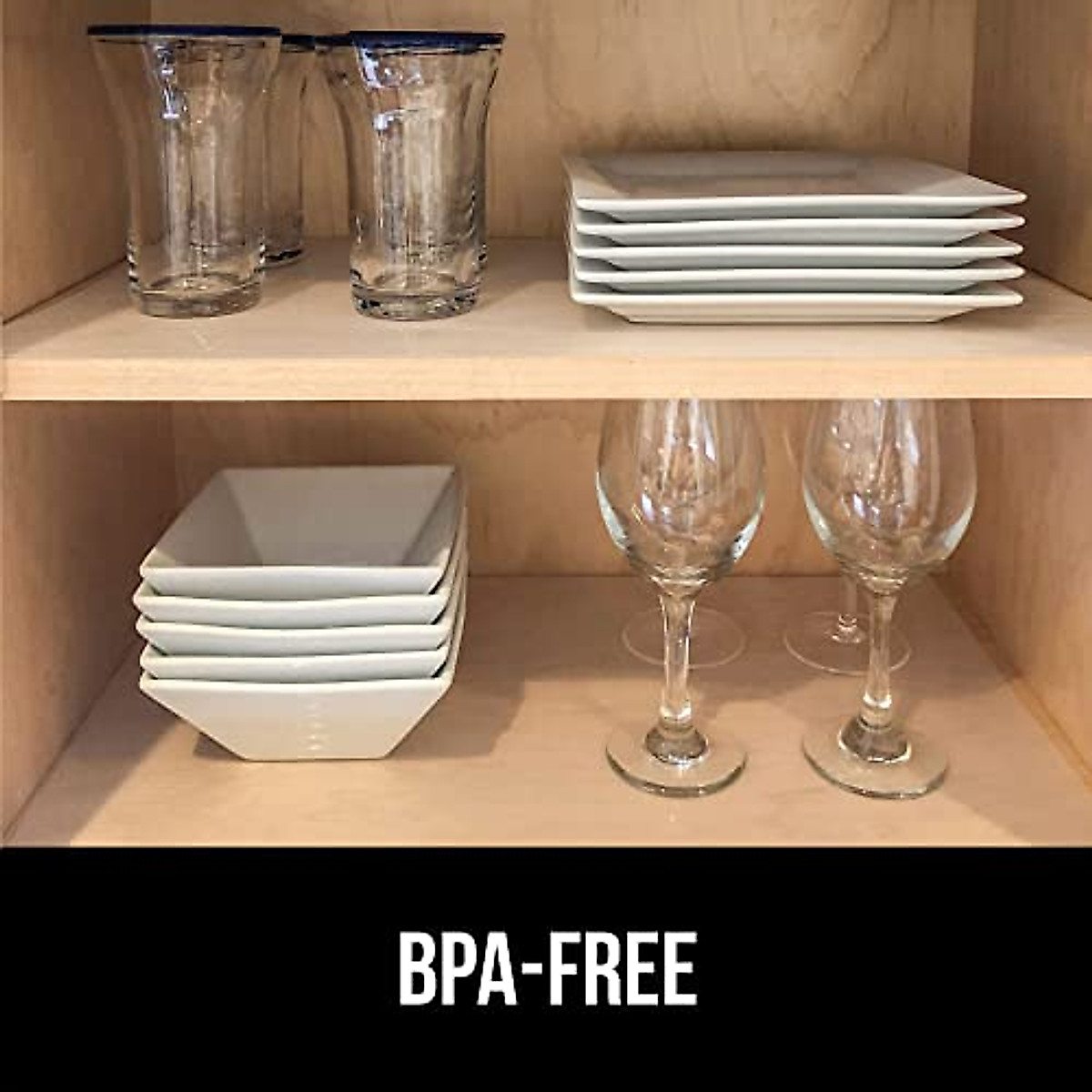 Gorilla Grip Ribbed Drawer and Shelf Liner for Cabinet, Non Adhesive Waterproof Protection for Kitchen, Strong Grip, BPA Free Plastic Liners for Cabinets, Bathroom Cupboard Drawers, 17.5x20, Clear