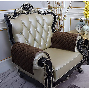 HAOMAIJIA Sofa Armrest Cover, Recliner Chair Arm Cover,Armchair Slipcover Nonslip Quilted Furniture Protector for Leather Sofa Couch (ALatte, 20 x24 Inches Sofa Armrest Cover-2 Pieces)