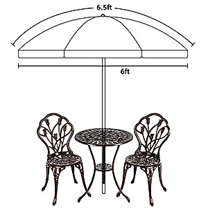 AMMSUN Patio Umbrella Market Table Umbrella 6.5 ft Tilt Steel Pole UPF50+ Protection, Great for Outdoor Garden Backyard (White)