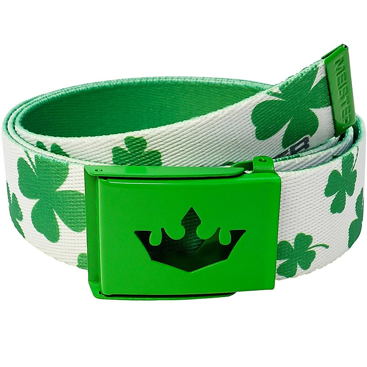 Meister Player Golf Web Belt - Adjustable & Reversible - Lucky Clovers