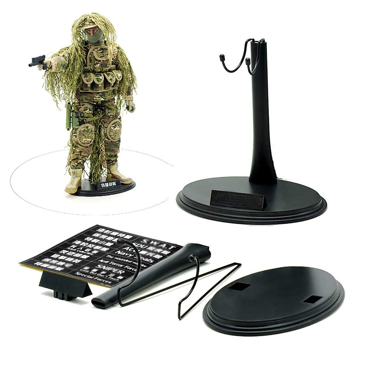 NANSHINE 5 Pcs Action Figure Stand 1/6 Scale Model Stand 12 inch, Black Holder Support Base Bracket for Model, Action Figure Base Display Stand U Type Simple Packaging- Detachable Adjustable Height