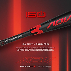 EASTON Project 3 ADV -3 BBCOR Baseball Bat | 31 inch / 28 oz | 2019 | 2 Piece Composite | iSO CNX | Launch Comp Barrel | Power Boost Knob | Speed End Cap