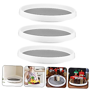 BESTOYARD 3pcs Rotating Tray Rotating Sundries Organizer Kitchen Turntable Organizer Rotating Cosmetic Tray Rack Round Tray Multi-Function Spice Tray Plastic Storage White Spinner to Rotate