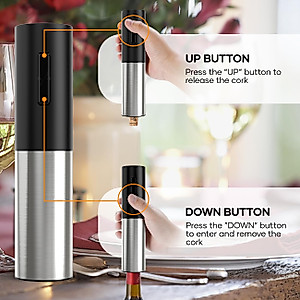 Electric Wine Bottle Opener Rechargeable, Assark Cordless Automotic Electric Corkscrew Wine Opener with Foil Cutter,Wine Pourer and Vacumm,One-click Button Reusable Wine Opener, For Festival Party