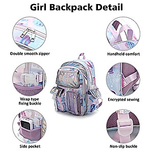 Robhomily 17 Inch Girls Backpack for Elementary School Multi Pocket Pink Backpack for Girls 8-10, Lightweight Kawaii Elementary School Backpack for Girls Waterproof