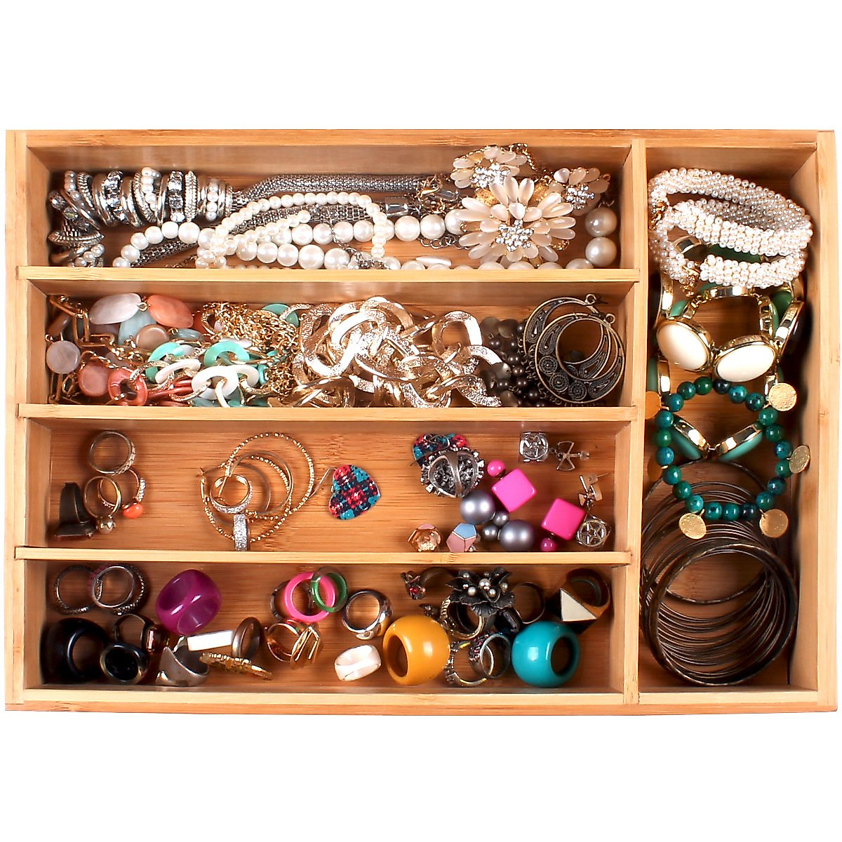 Bamboo Cutlery tray-Silverware Organizer-5 compartment-by Utopia Kitchen