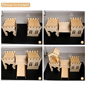 Extra Large Rabbit Castle Hideout Bunny House, Wooden Bunny Hideout for Indoor Rabbit Play Houses and Hideouts Nut Castle