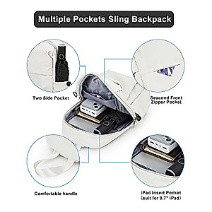 SEAFEW Tactical Backpacks Small Sling Bag Crossbody Backpack Shoulder Bag for Men Women, Multipurpose Anti-Theft Cross Body Chest Bags, One Strap Backpack for Walking Biking Travel Cycling White
