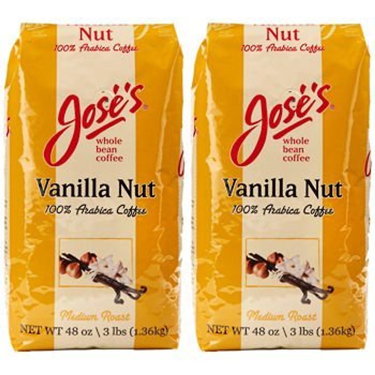 Jose’s Vanilla Nut Whole Bean Coffee 3 lb. Bag 2-pack