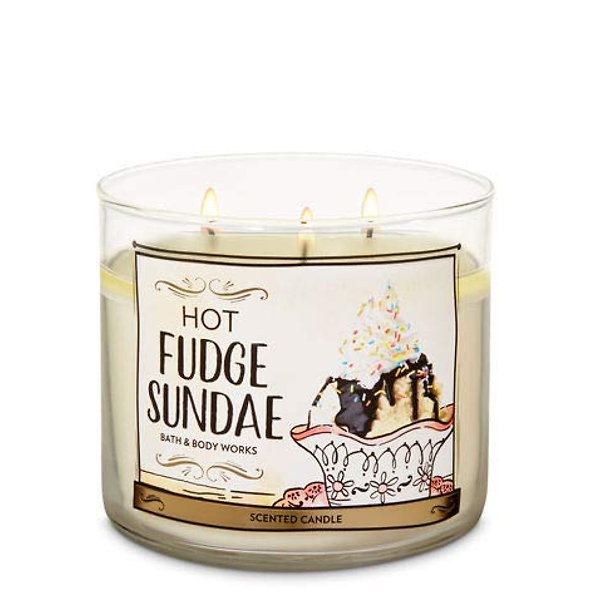 Bath and Body Work White Barn Hot Fudge Sundae 3Wick Candle 14.5 Ounce