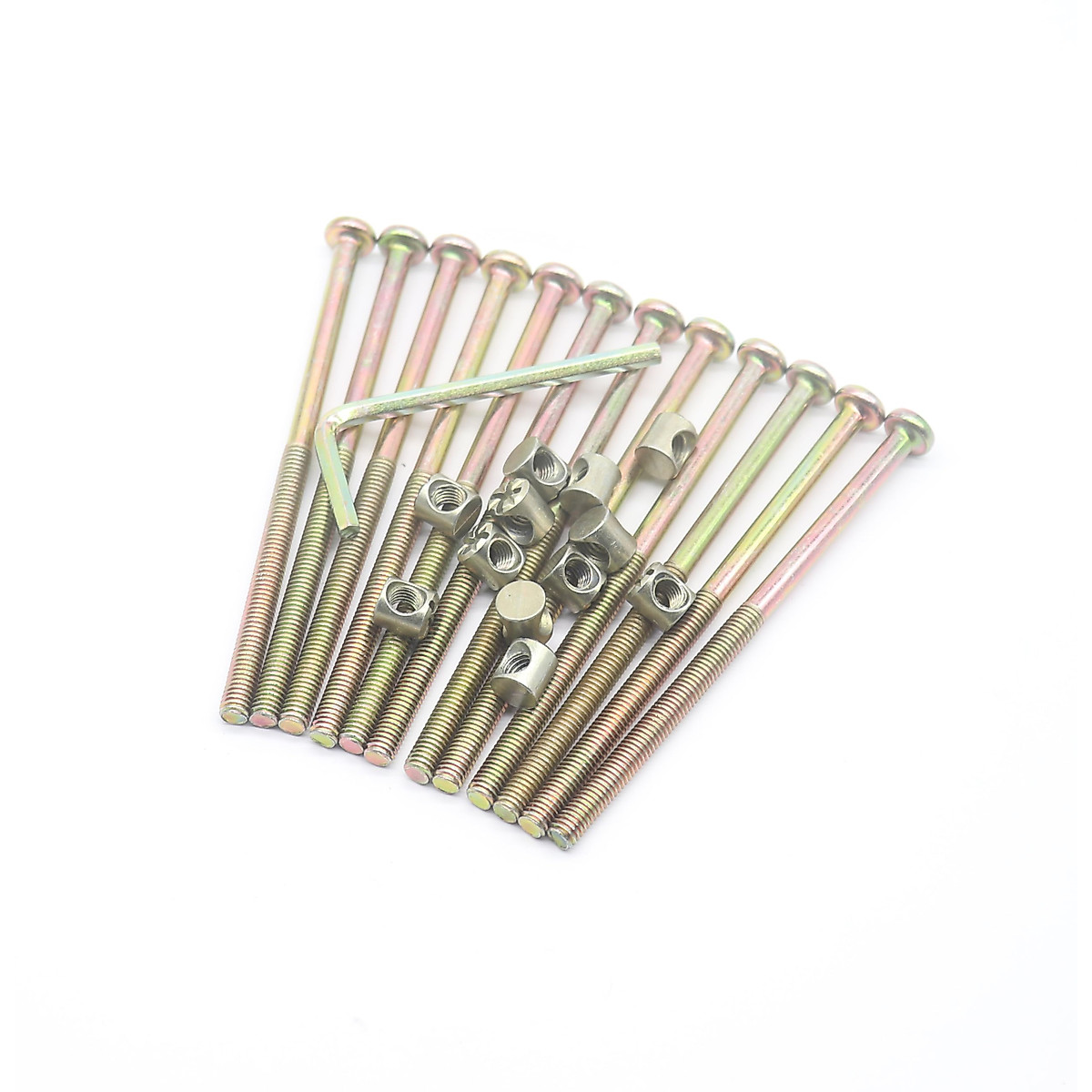 Bunk Bed Bolts and Nuts, binifiMux 12-Pack M6 x 110mm Hex Key Drive Socket Cap Bolt and Barrel Nuts for Furniture Chairs Crib Beds, Bunk Bed Screws, M6 x 110mm Bolts, Toddler Bed Screws