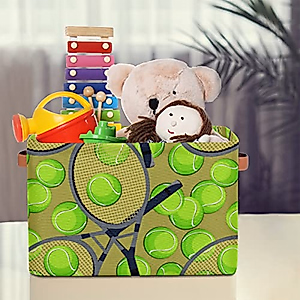 Fabric Storage Bins Tennis Rackets Balls Small Shelf Basket With Handles Decorative Cubes Box Organizer Containers for Shelves Home Office Decor