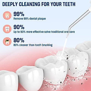 Cordless Water Dental Flosser for Teeth - Portable and Rechargeable 350ML Oral Irrigator with 5 Modes 6 Replaceable Tips - IPX7 Waterproof Powerful Battery Life Water Dental Picks for Travel Home Use