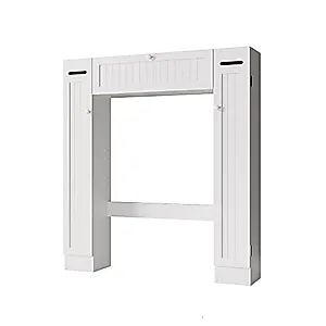 ITUSUT Over The Toilet Storage Cabinet, Freestanding Toilet Cabinet Organizer with 2 Side Doors and Pull-Down Door, Bathroom Cabinet Over Toilet with Adjustable Shelves & Paper Holder, White