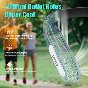 TREKOO Portable Neck Fan, Hanging Neck Fan, Bladeless Personal Neck Fan Rechargeable Battery Operated USB Hands Free Neck Fan for Cooling Around the Neck