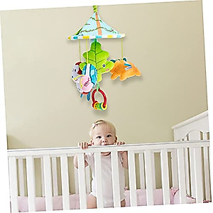 Kisangel 5pcs Crib Rattles Baby Early Cartoon Mobile Chime Toys Dangling Car Infant Cradle Development Decoration Rattle for Ster Animal Blue Nursery Wind Hanging Newborn Toy Bed Boys