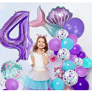 Beauty Fish Birthday Decoration, Balloon Tail Shell Foil Latex Balloons Set, Ocean Themed Beauty Fish for Girls 4th Birthday(21Pcs)