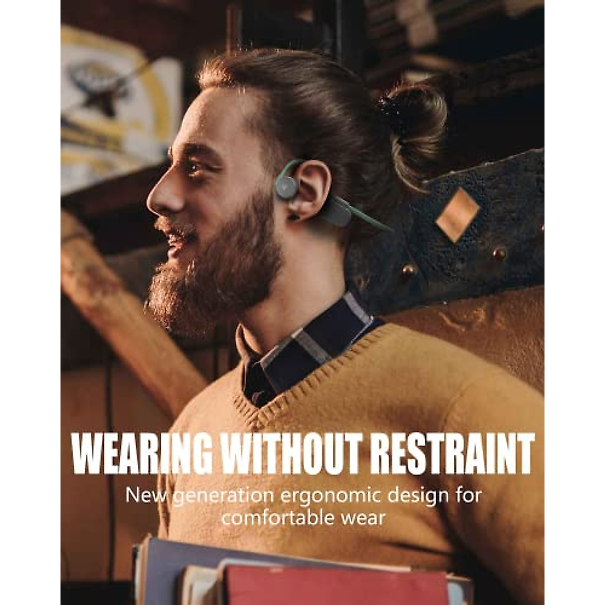 LIBMING Bone Conduction Headphones for Swimming, IPX6 Open-Ear Wireless Sport Earphones Headset for Running, Diving Water, Gym, Spa，Black