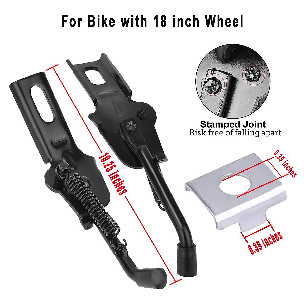 SEISSO Bike Kickstand for 18" Wheel Kids, Back Bicycle Kick Stand, Premium Steel Kick Stand Rest for 18 inch Wheel Bike Kickstands